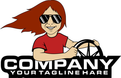 Cartoon girl sitting in a car behind wheel Vector Image