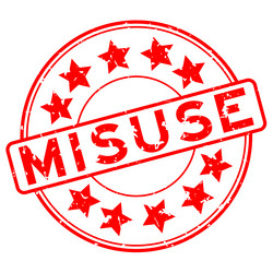 Grunge black misuse word with star icon round Vector Image