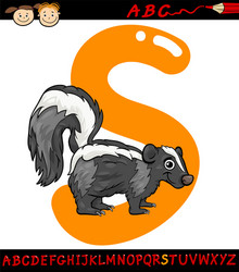 Letter s worksheet with cartoon skunk animal Vector Image