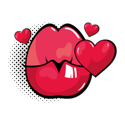 Sexy lips comic pop art Royalty Free Vector Image
