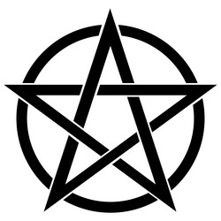 Pentagram sign made with branches from a blooming Vector Image