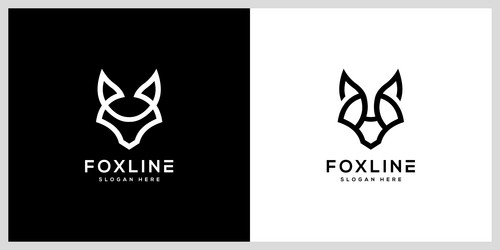Head fox logo line style design Royalty Free Vector Image