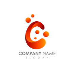 Letter c splash logo Royalty Free Vector Image