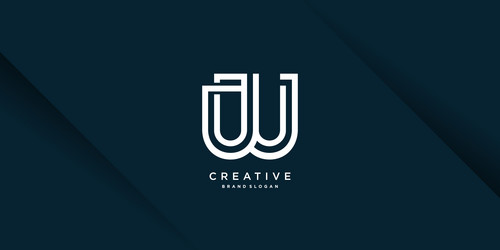 Monogram logo with line art style letter w smooth Vector Image