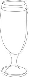 Continuous one line drawing glass with cocktail Vector Image