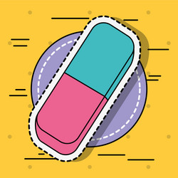 Microscope school tool patch sticker Royalty Free Vector