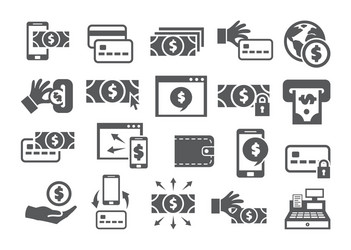 Cashless payment icon set Royalty Free Vector Image