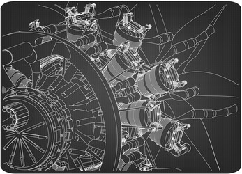 Radial engine blueprints Royalty Free Vector Image