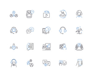 Speaking people line icons collection eloquence Vector Image