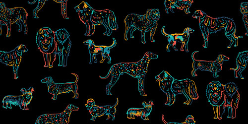 Dogs breeds collection vintage style seamless Vector Image