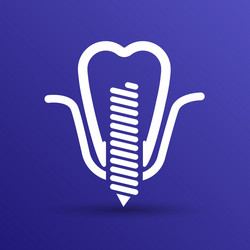 Screwed false tooth dental symbol icon Royalty Free Vector