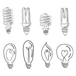 A set of light bulbs collection stylized Vector Image