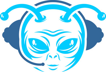 Headphone alien logo design template Royalty Free Vector