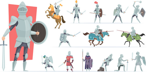 Two medieval armed knights galloping on horseback Vector Image
