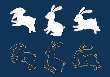 Running hare set of icons rabbit bunny symbol Vector Image