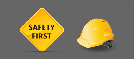 Safety first engineer helmet on background Vector Image
