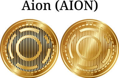 Set of physical golden coin aion aion Royalty Free Vector