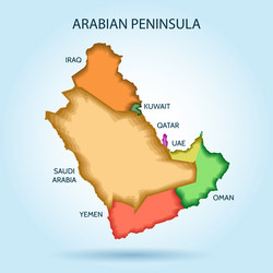 Map of arabian peninsula with borders Royalty Free Vector