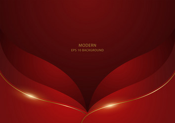 Luxury red curved shape in layers with golden line