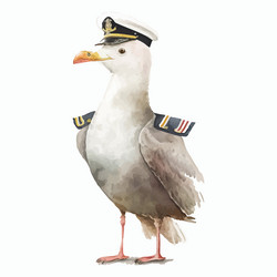 Seagull dressed as a captain in 3d style isolated Vector Image