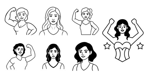 Womans day inspirational line art empowering Vector Image