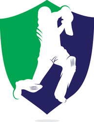 Batsman playing cricket competition logo Vector Image