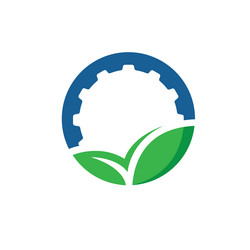 Gear leaf line icon concept design template Vector Image