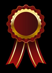 Red award ribbon winner badge ceremony Royalty Free Vector