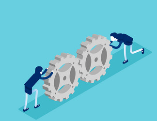 Business team lift up growth chart Royalty Free Vector Image