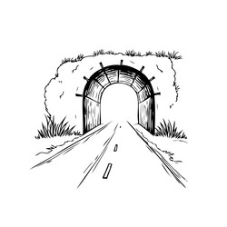 Tunnel Linear Perspective Sketch Royalty Free Vector Image
