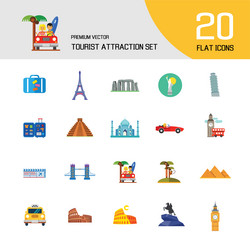 Tourist attraction icons set Royalty Free Vector Image