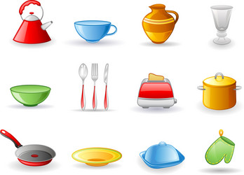 Cooking icon set kitchen tools equipment Vector Image