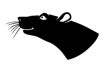 Silhouette of a rat rearing up Royalty Free Vector Image