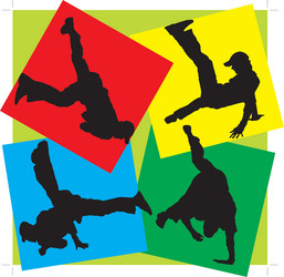 Silhouette of a breakdancer man breaker breaking Vector Image