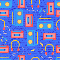 Cool 80s music gadgets seamless pattern Royalty Free Vector