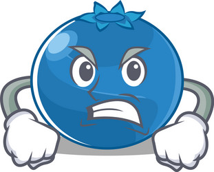 Kawaii angry blueberry cartoon Royalty Free Vector Image