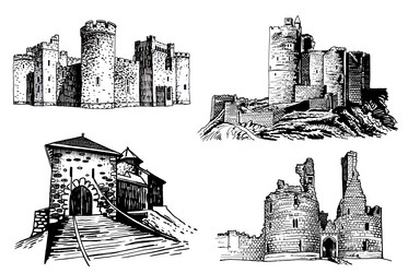 Graphical set of neuschwanstein castles isolated Vector Image