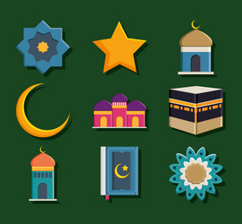 Islamic symbols set Royalty Free Vector Image - VectorStock