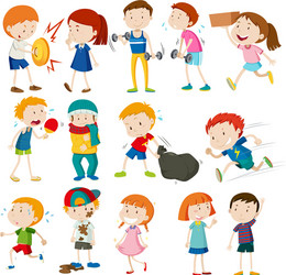 Cartoon characters activities Royalty Free Vector Image