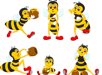 Collection of the yellow bee Royalty Free Vector Image