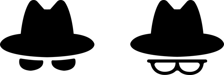 Incognito icon set with hat and eyeglasses spy Vector Image