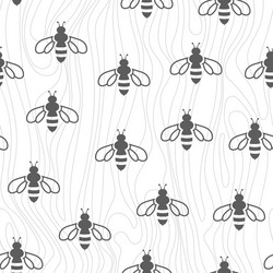 Bee and honeycomb seamless pattern repeat in flat Vector Image