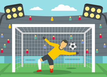 Cartoon soccer goalkeeper on field Royalty Free Vector Image