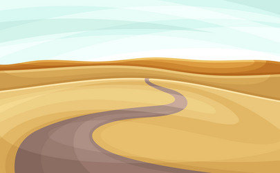 Straight road going into the distance and sandy Vector Image