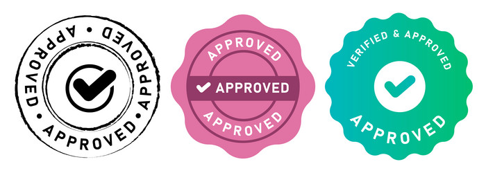 Approved stamp seal emblem logo badge graphic Vector Image