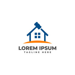 Auction house with hammer justice logo icon Vector Image