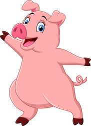 Cute pig cartoon raising his arms Royalty Free Vector Image