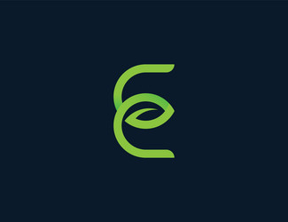 Initial letter e leaf logo design Royalty Free Vector Image