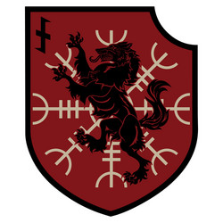 Design patch heraldic shield with a werewolf Vector Image