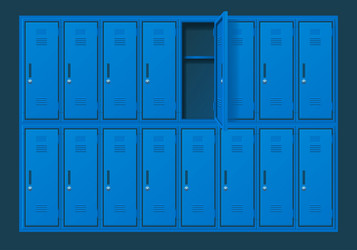 Realistic detailed 3d blue school gym locker Vector Image